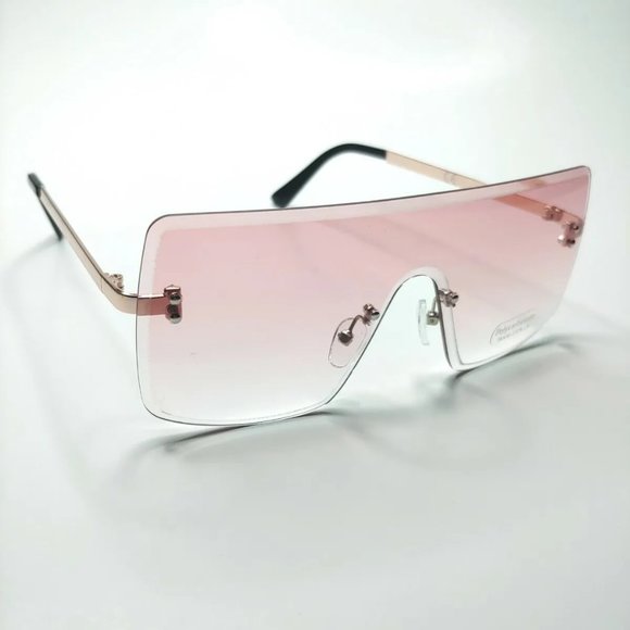 Accessories | Pink Rimless Rounded Rectangle Sunglasses | Poshmark